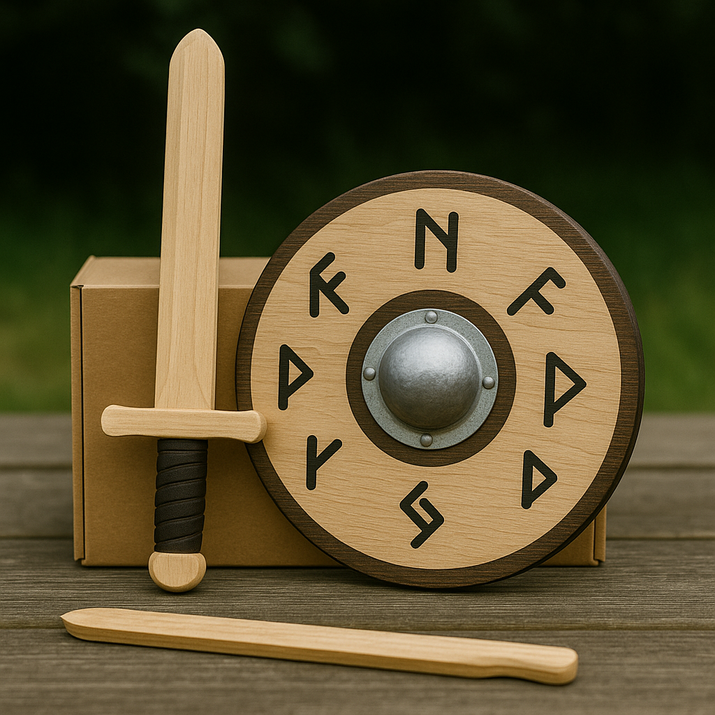 Mini Berserker Wooden Sword & Shield Set – Viking Kids